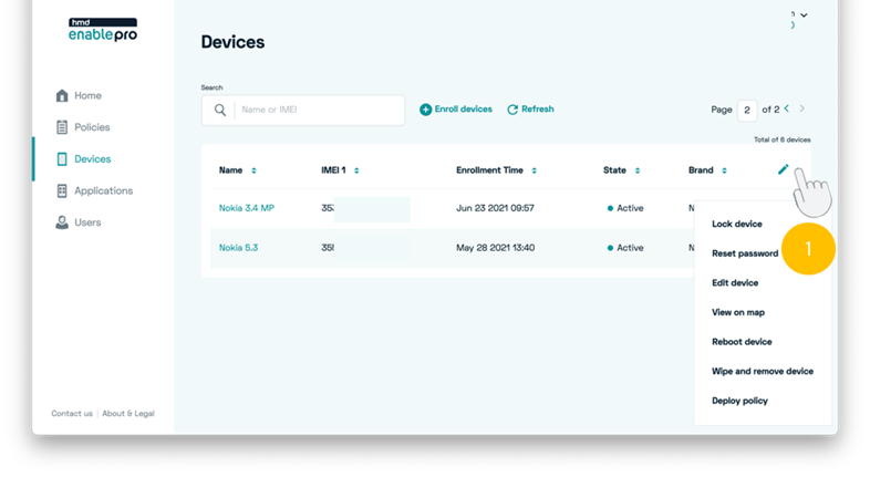Resetting device password Resetting device password